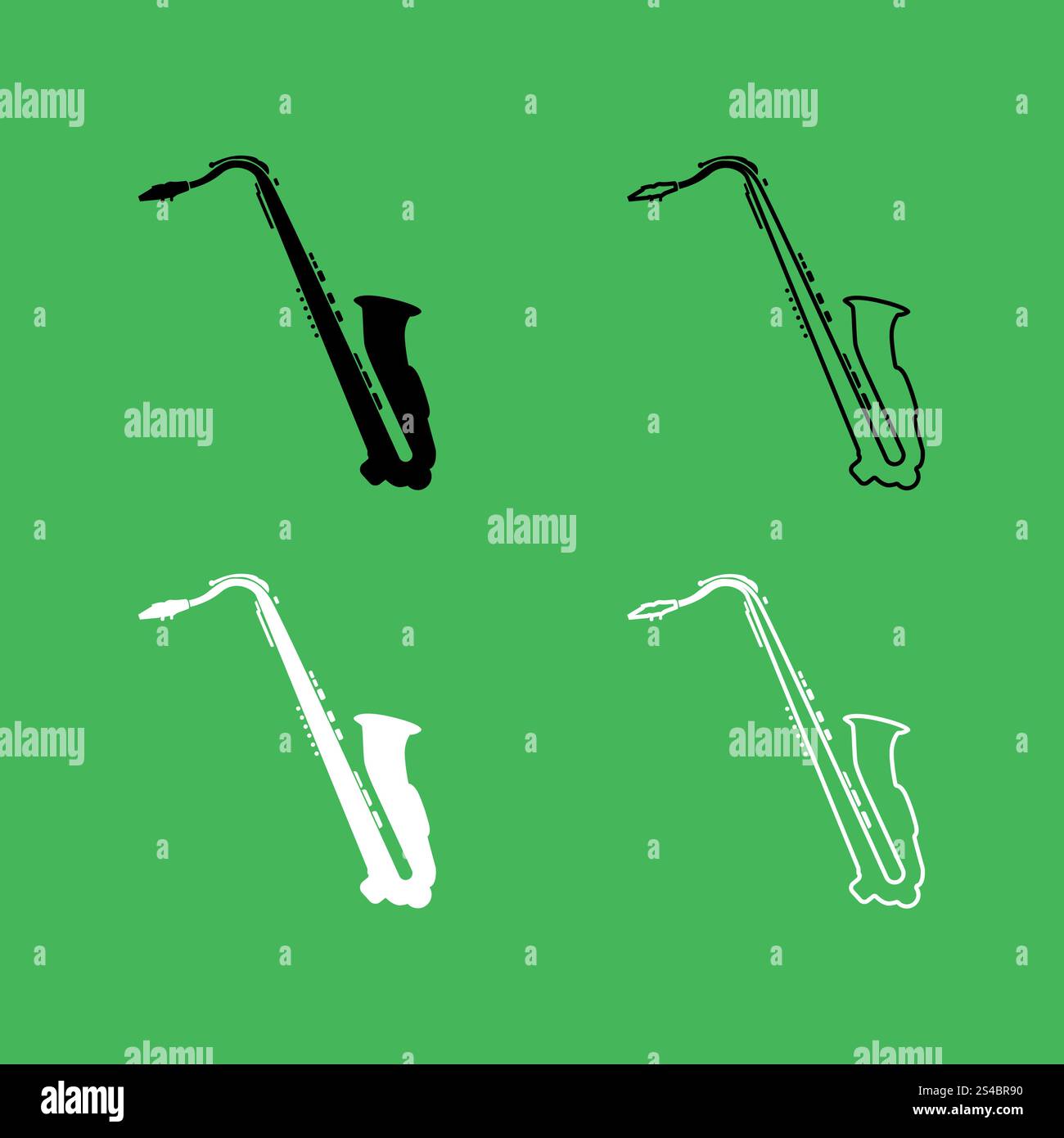 Saxophone icon Black and white color set . Saxophone icon . Black and ...