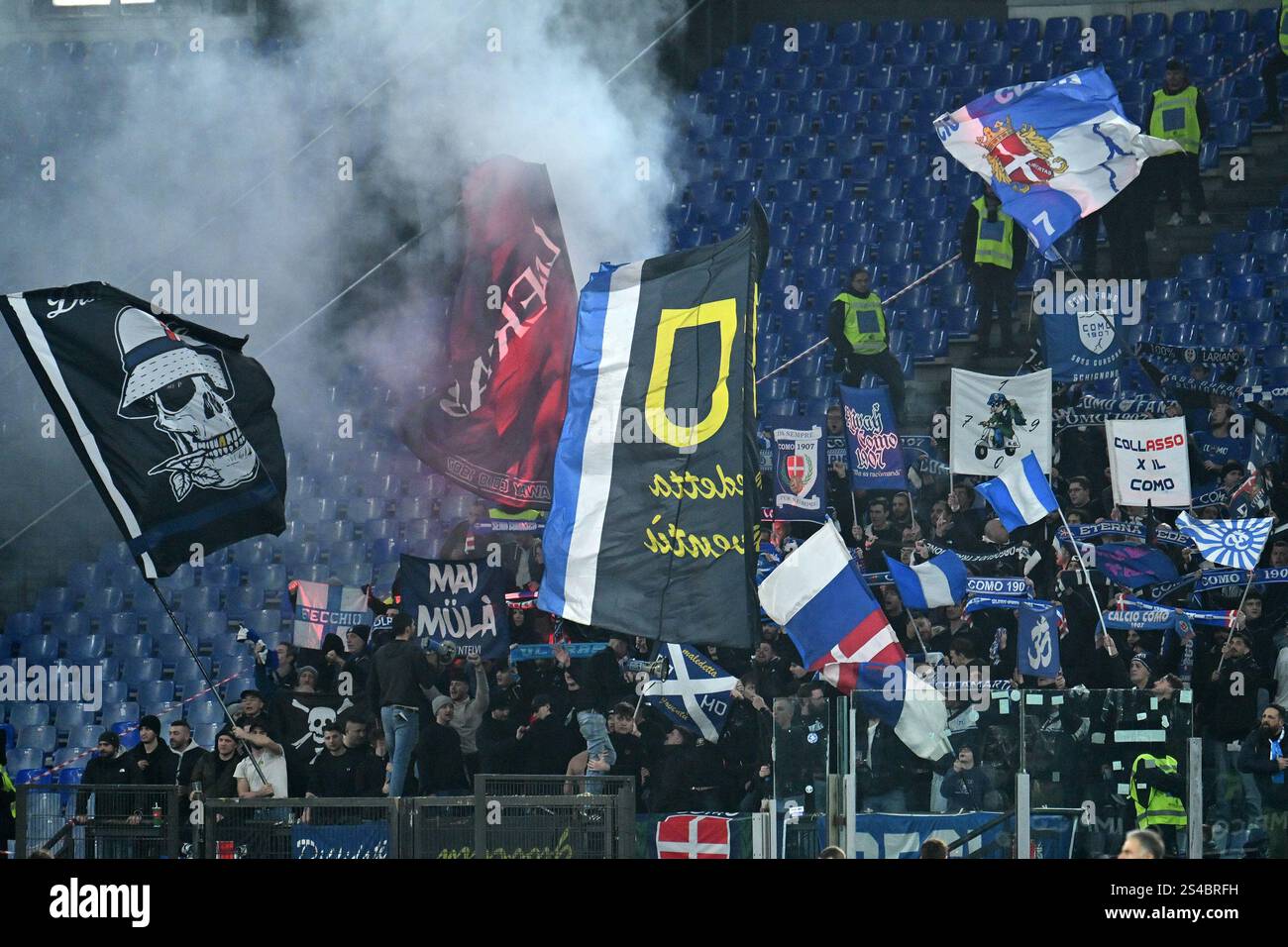 Como fans during the Serie A match between Lazio v Como at Olympic ...