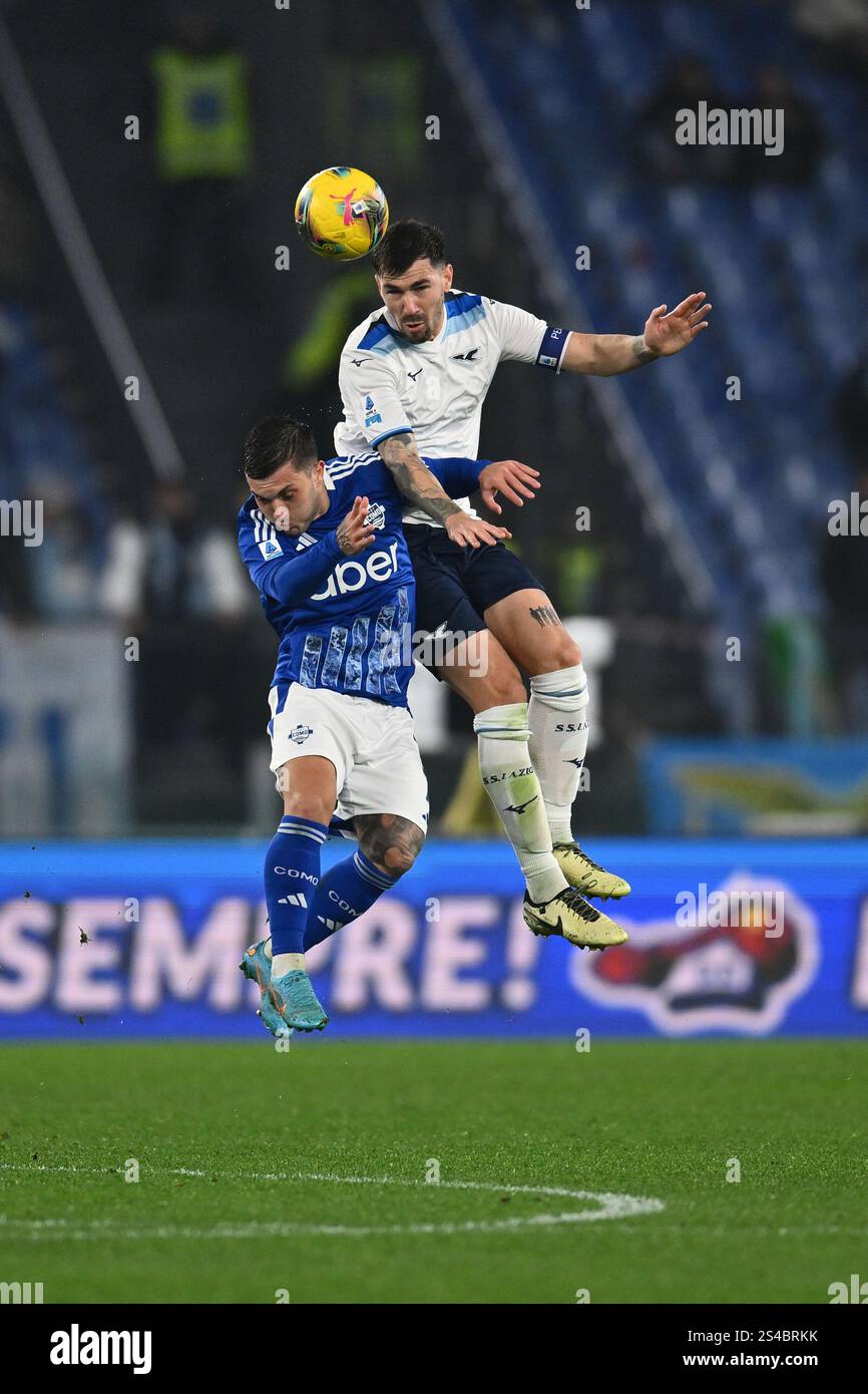 Rome, Italy. 10th Jan, 2025. Alessio Romagnoli of S.S. Lazio and Gabriel Strefezza of Como 1907 ...