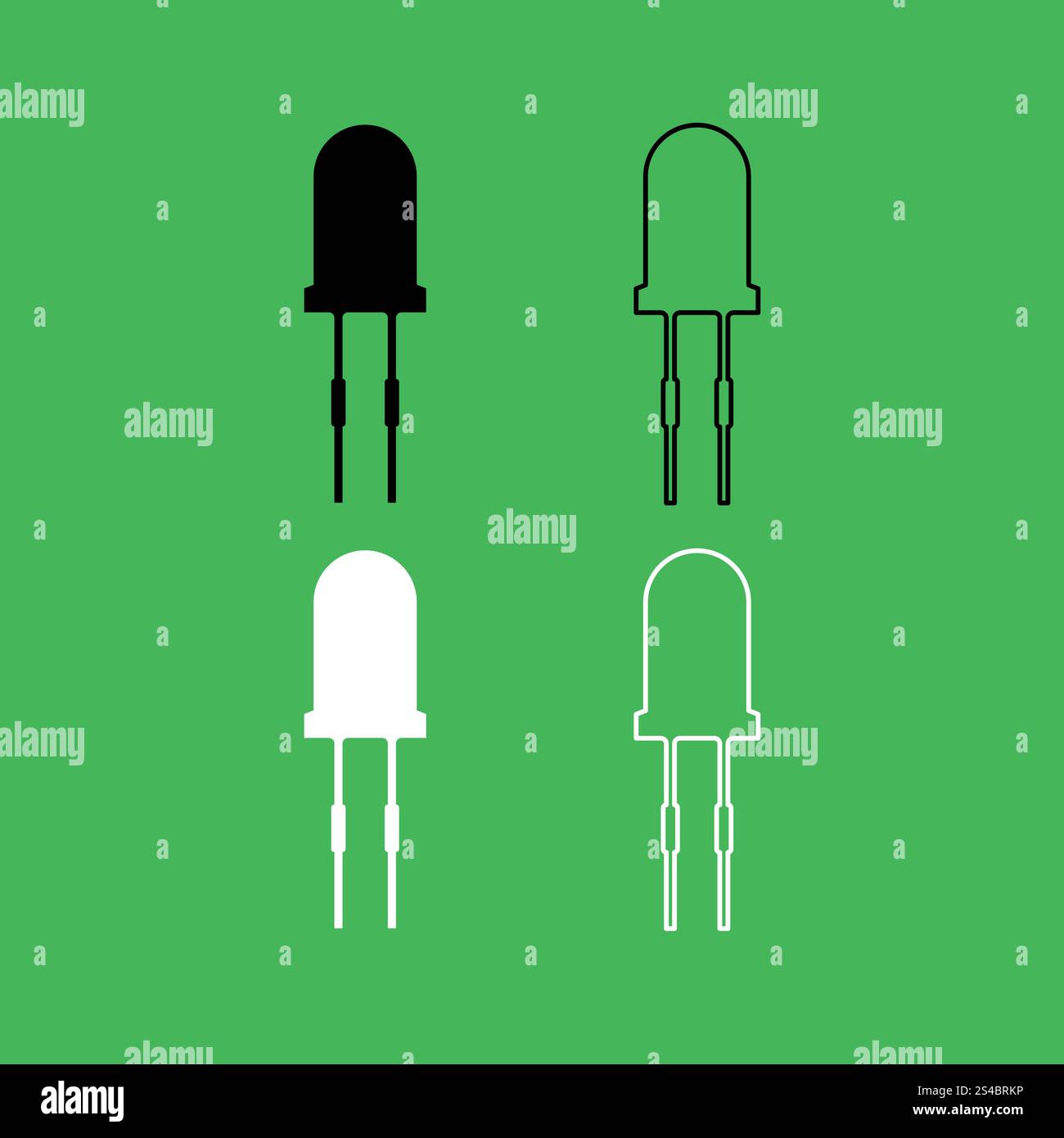 Light diode icon Black and white color set . Light diode icon . Black ...