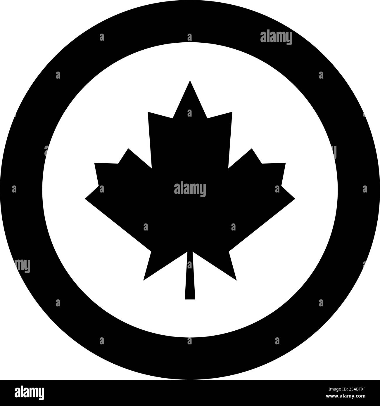 Maple leaf the black color icon in circle or round vector illustration Stock Vector Image & Art ...