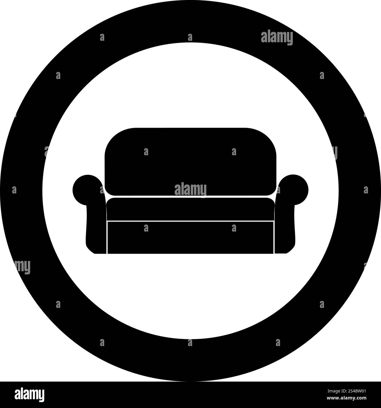 Sofa icon black color in circle or round vector illustration Stock ...
