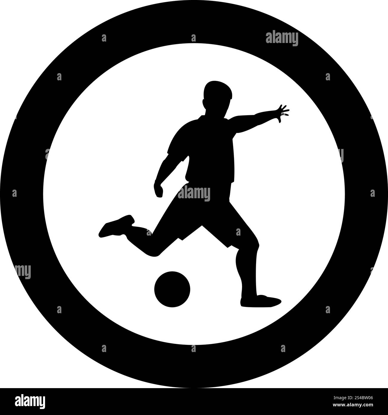 Footballer icon black color in circle or round vector illustration ...