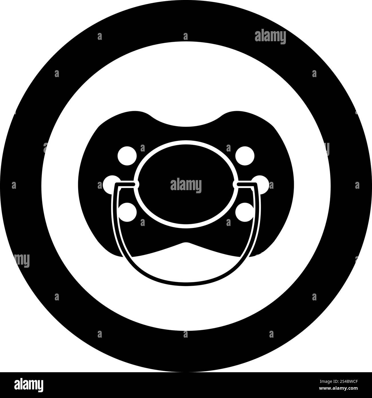 Baby pacifier icon black color in circle or round vector illustration ...