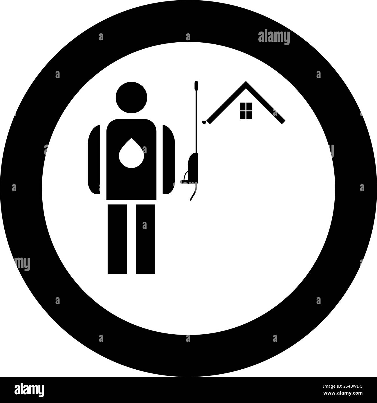 Power washing and gutter cleaning icon black color in circle or round ...