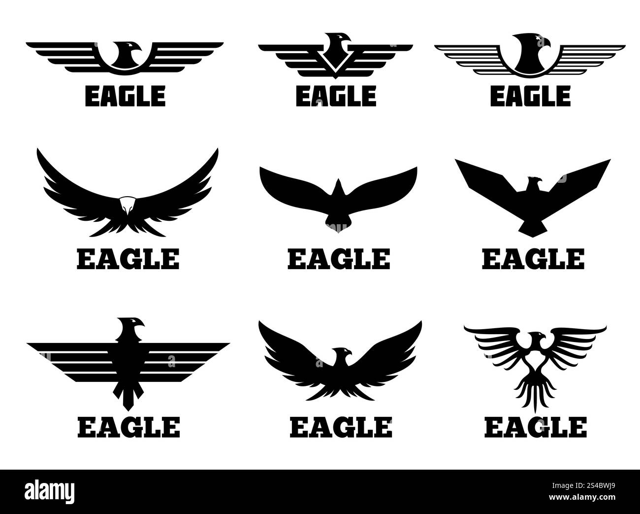 Eagles vector logo set. Eagles vector logo set. Black predator eagle ...
