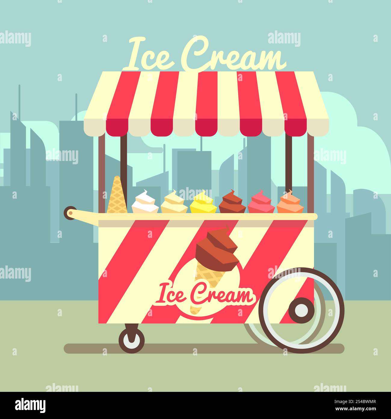Vector gelato ice cream cart. Vector gelato ice cream cart. Food ...