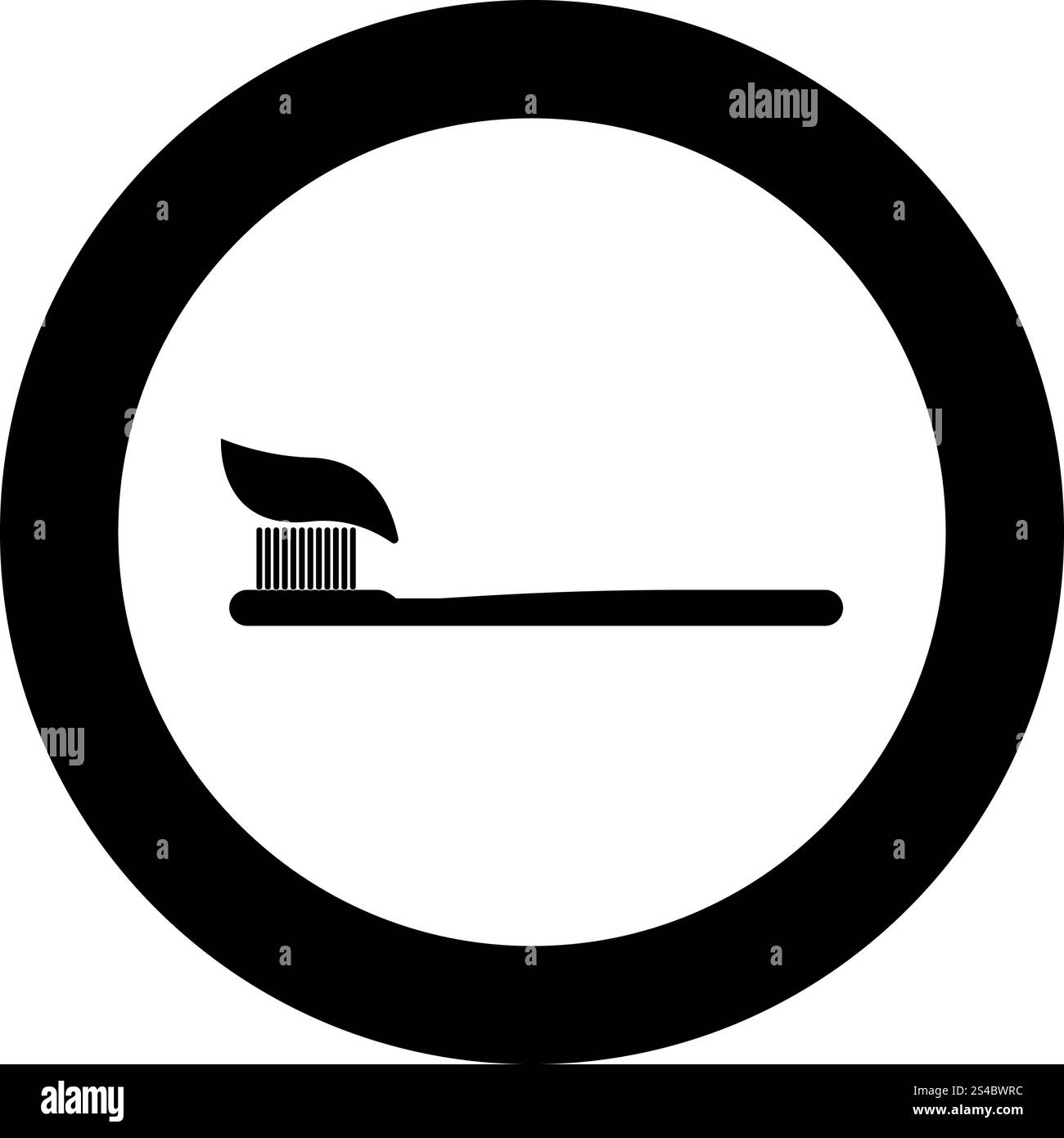 Tooth paste and brush icon black color in circle vector illustration ...