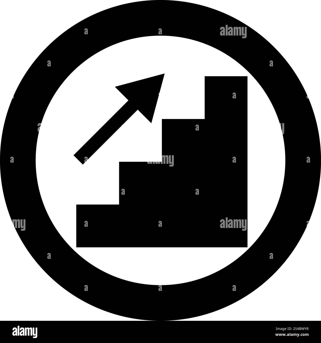 Stairs growth icon black color in circle vector illustration Stock ...