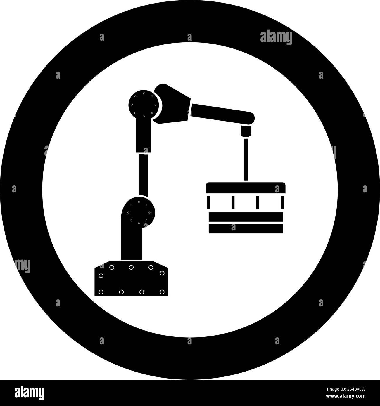 Robotic hand manipulator black icon in circle vector illustration ...