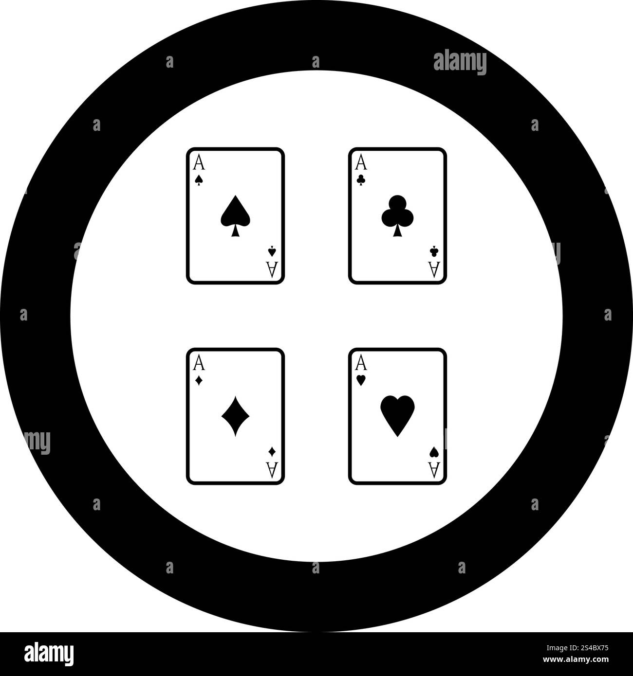 Playing cards icon black color in circle vector illustration isolated ...