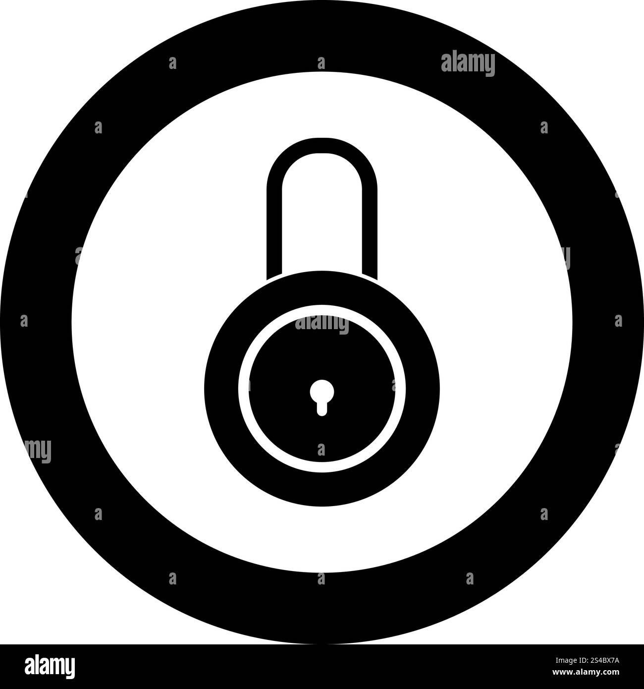 Lock icon black color in circle vector illustration isolated Stock ...