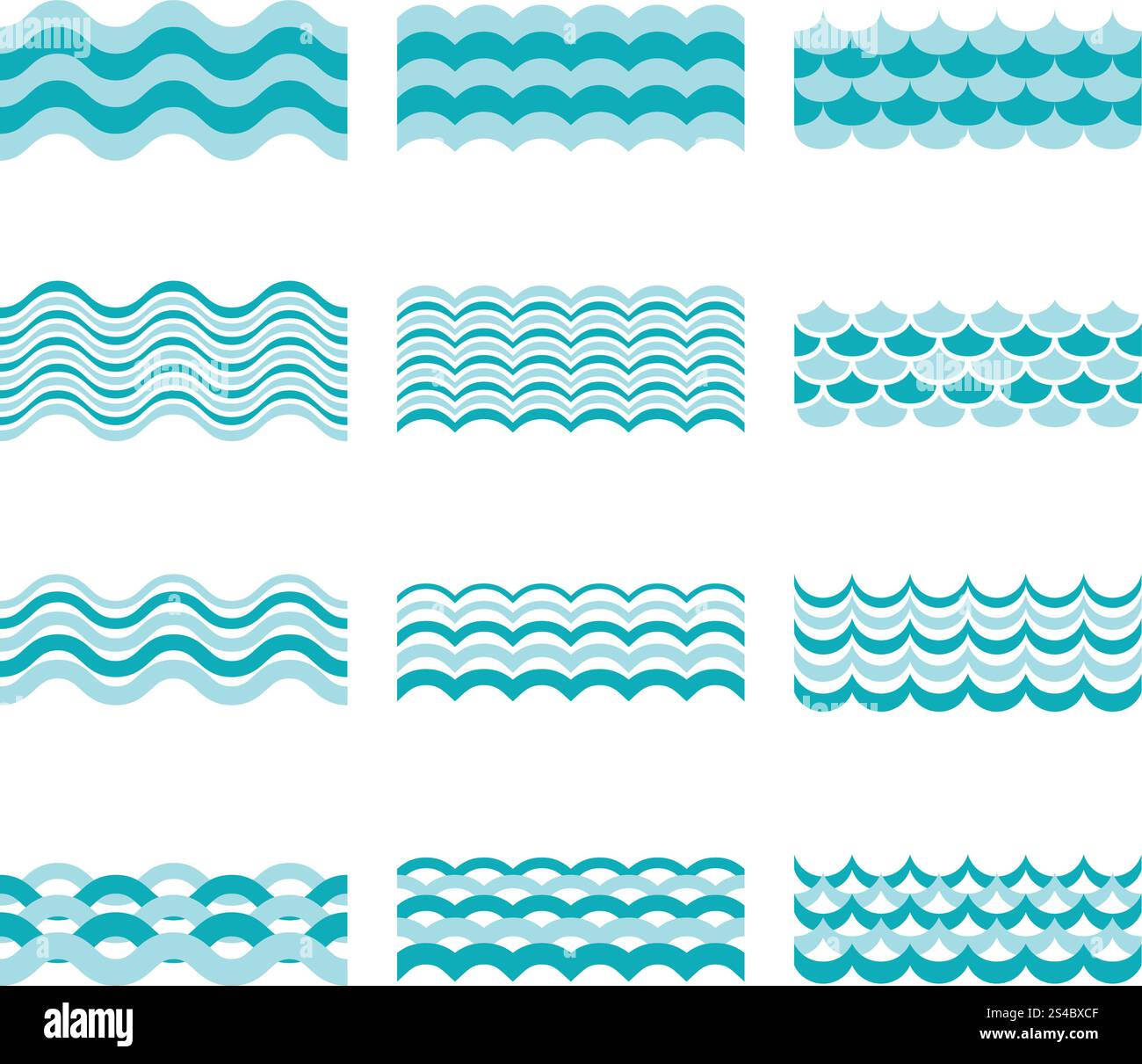 Seamless blue wave vector patterns. Seamless blue wave vector patterns ...