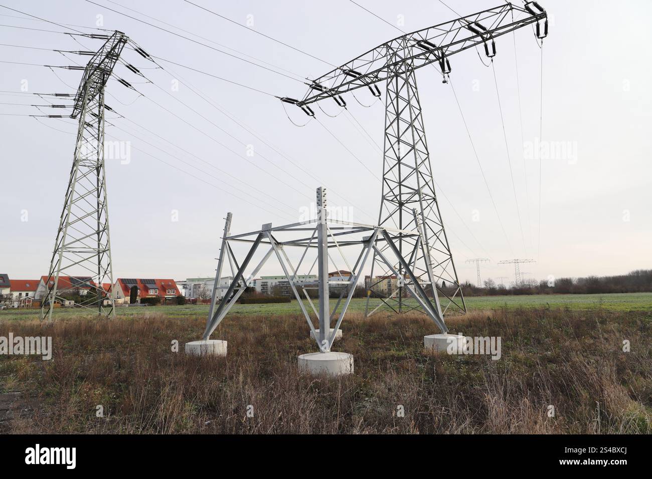 a new high-voltage pylon is being built Stock Photo - Alamy