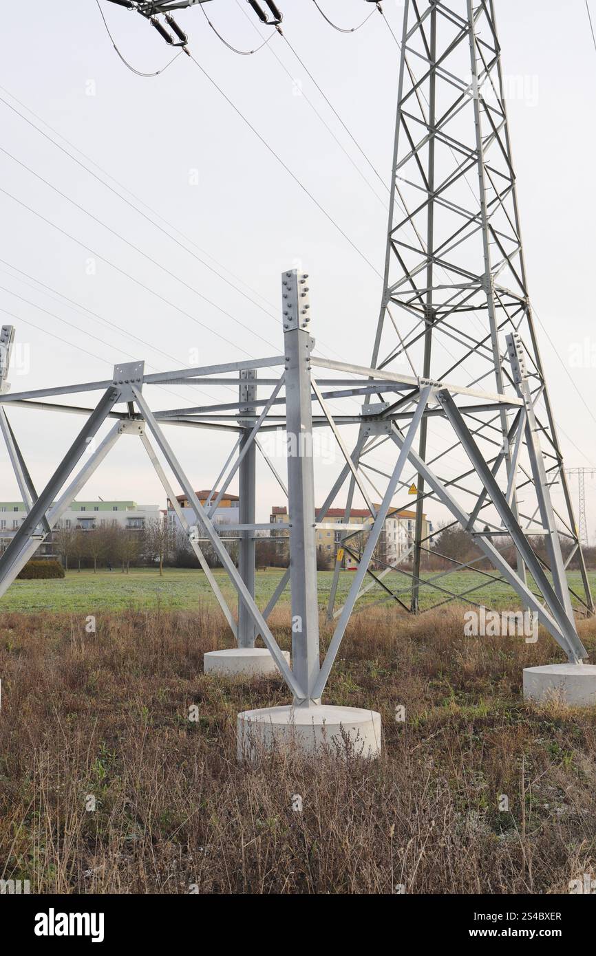 a new high-voltage pylon is being built Stock Photo - Alamy