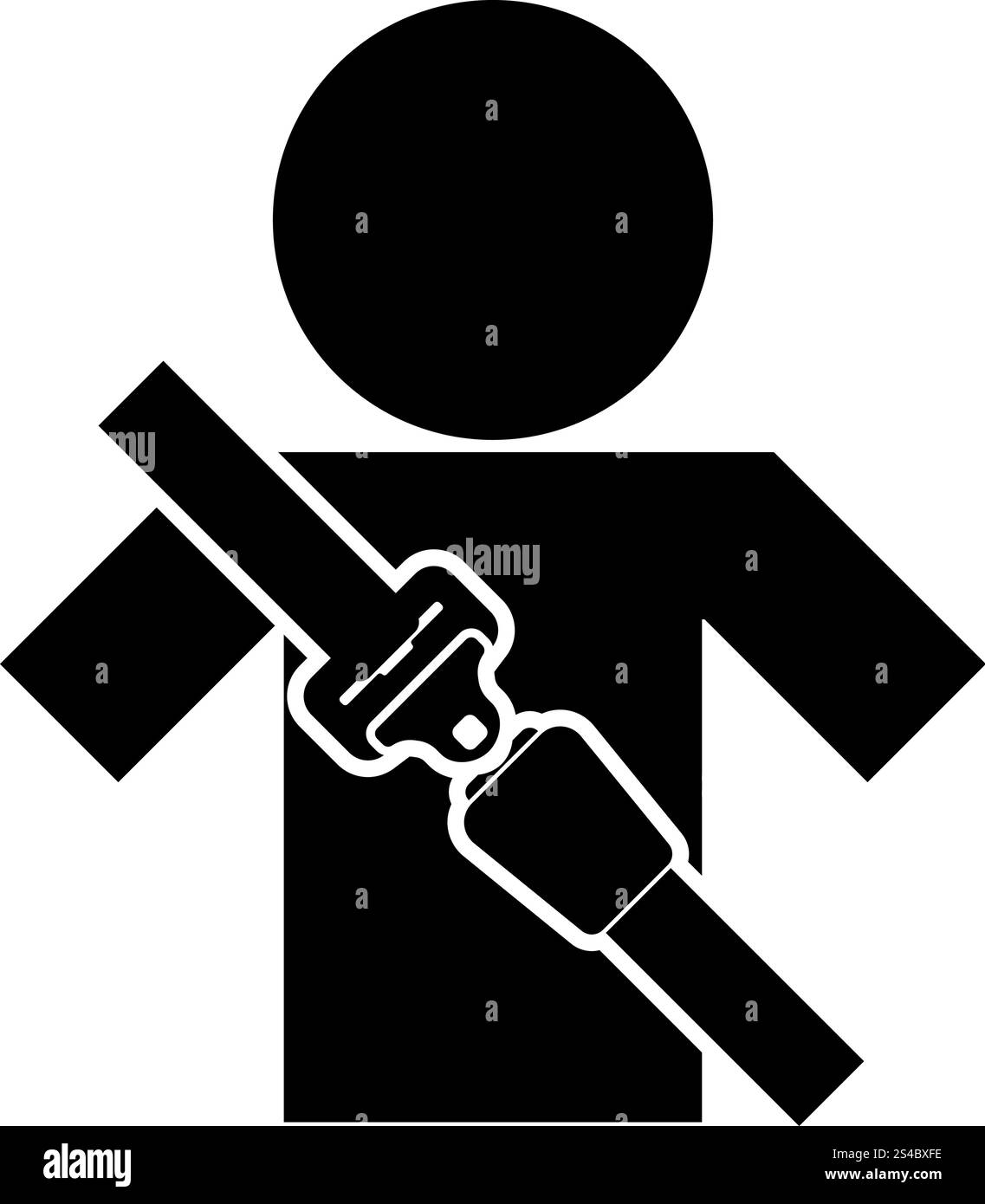 Man with forklift seat belt stick figure Car safety belt icon black ...