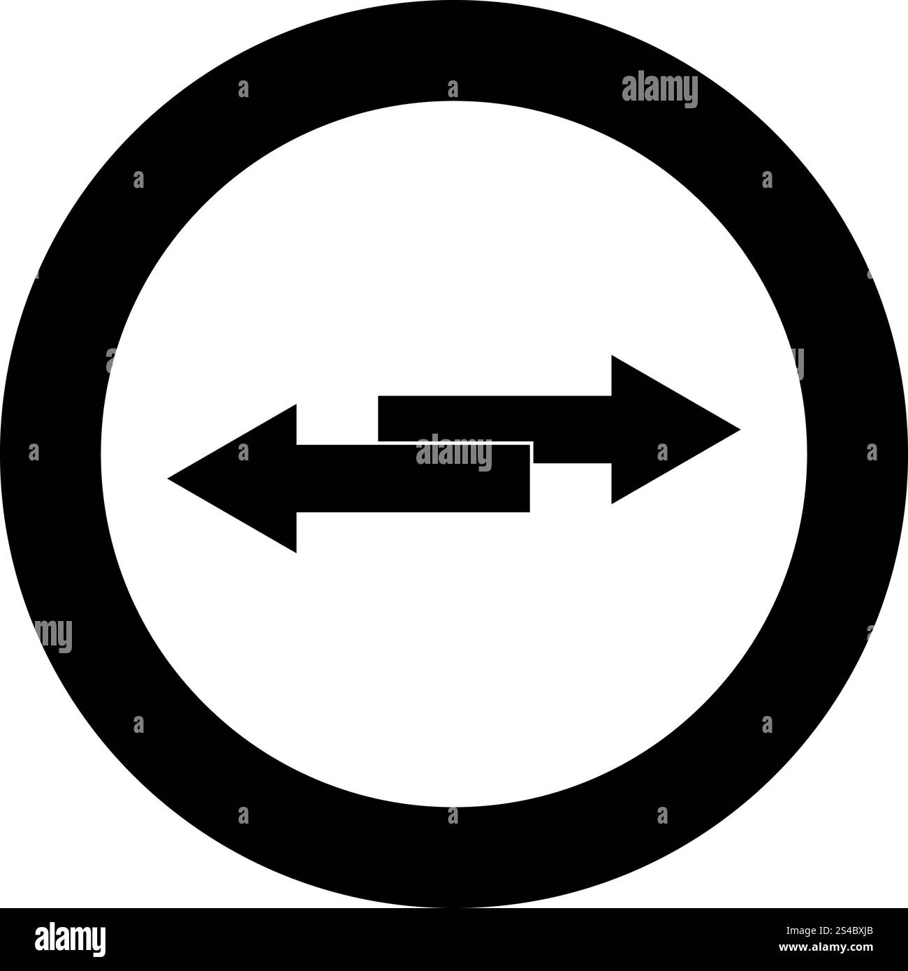 Two side arrows icon black color in circle vector illustration isolated ...