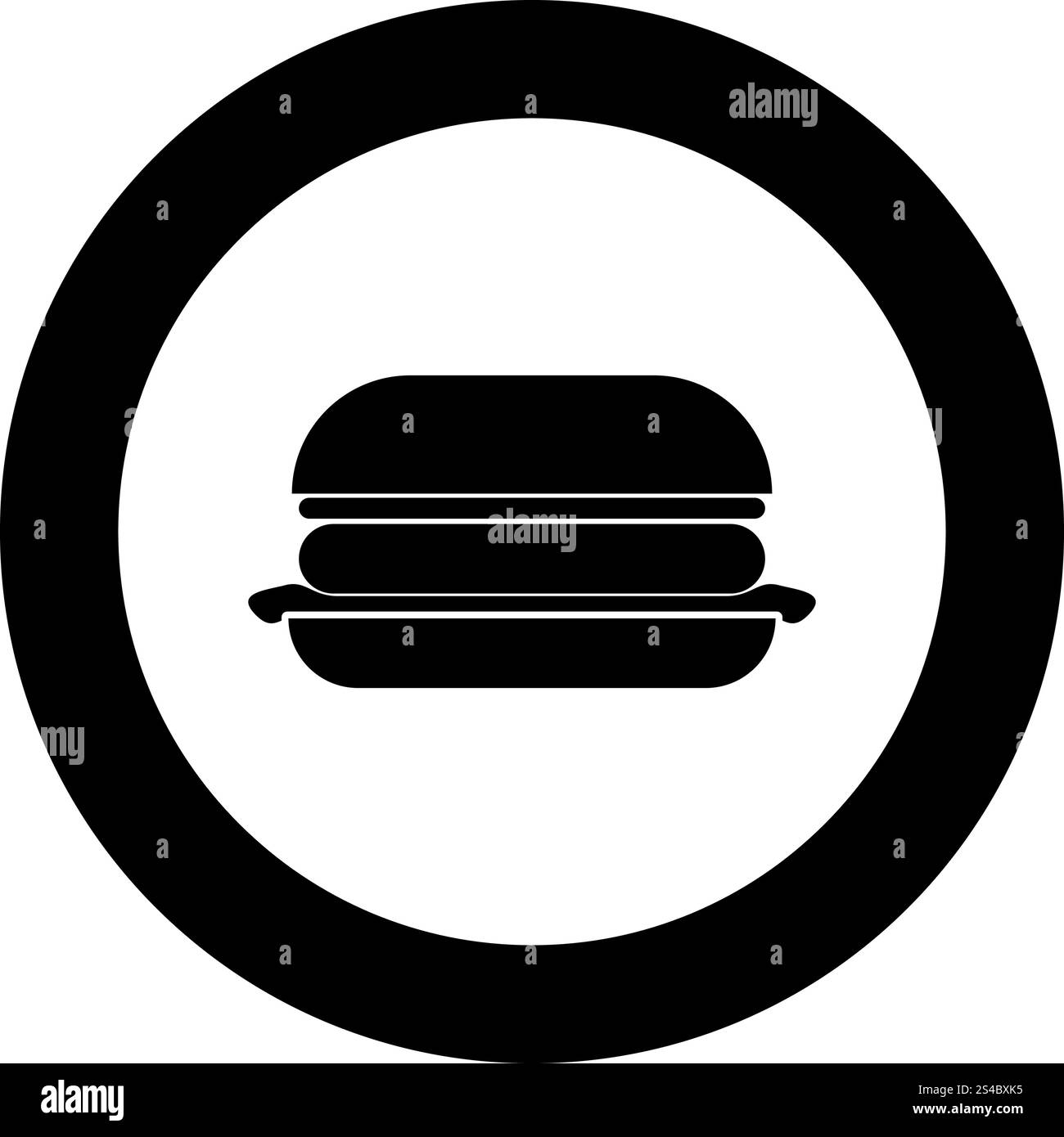 Burger black icon in circle vector illustration isolated Stock Vector ...