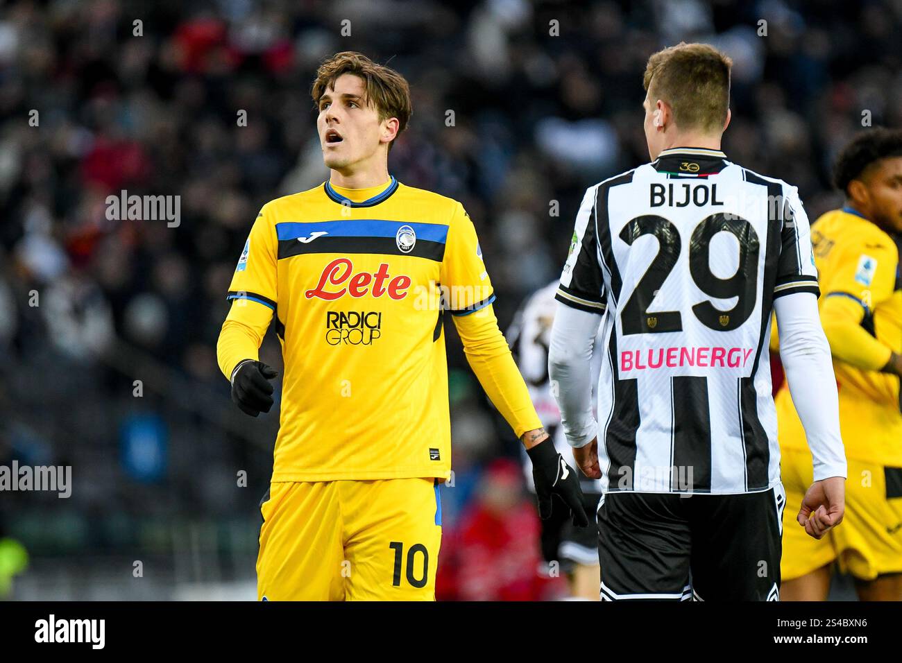 Udine, Italy. 11th Jan, 2025. Atalanta's Nicolo' Zaniolo and Udinese's ...
