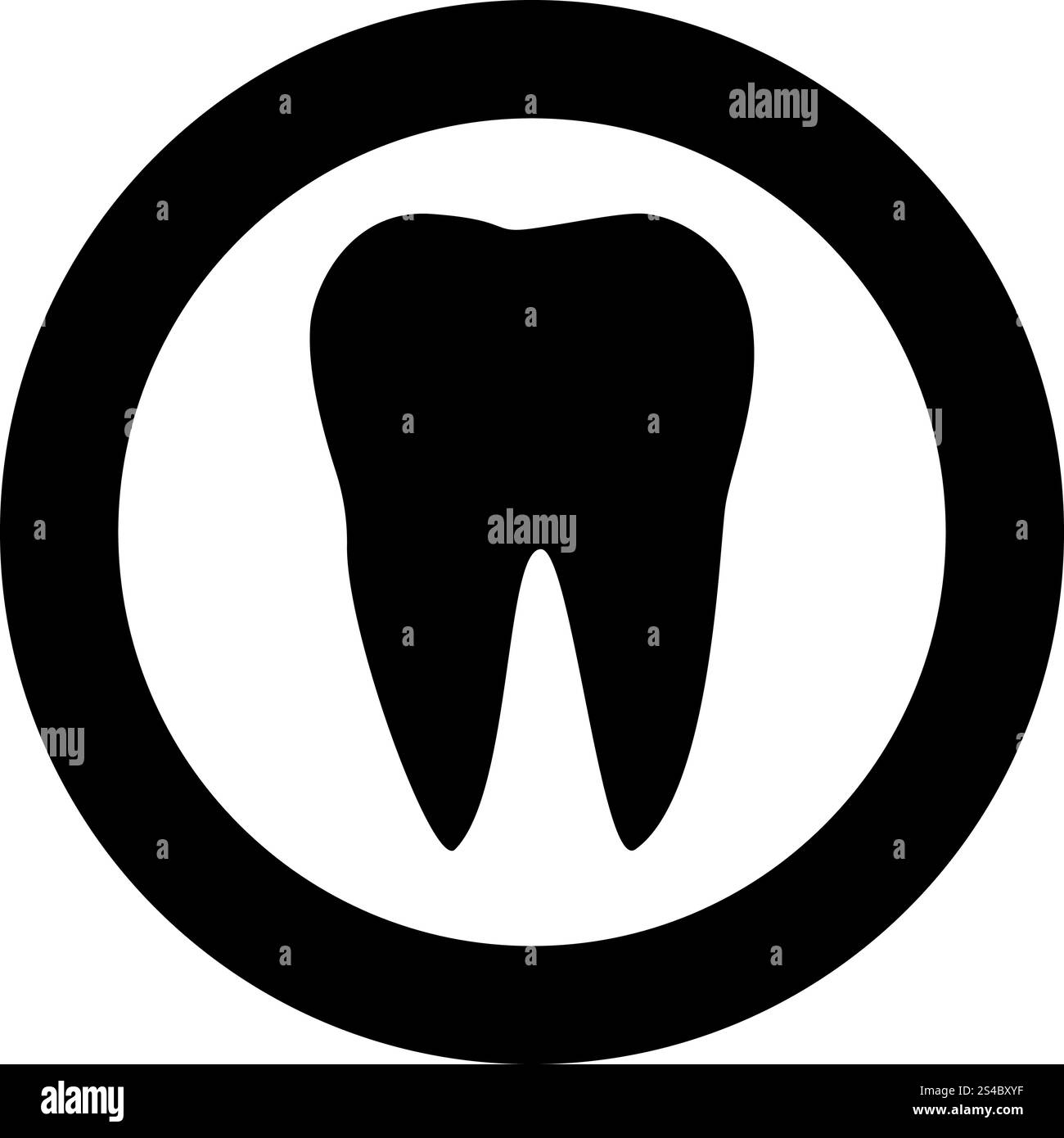 Tooth the black color icon in circle or round vector illustration Stock ...