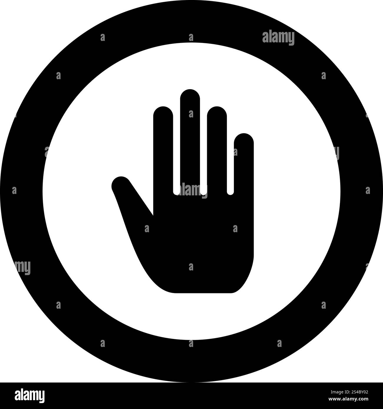Open human hand black icon in circle vector illustration isolated Stock ...