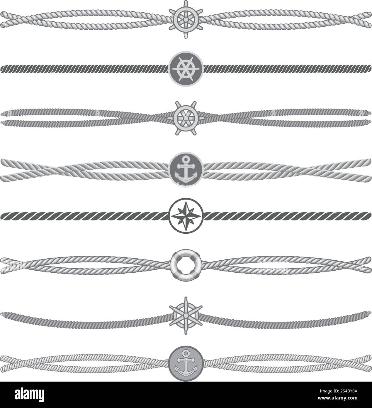 Marine ropes vector dividers and borders. Marine ropes vector dividers ...