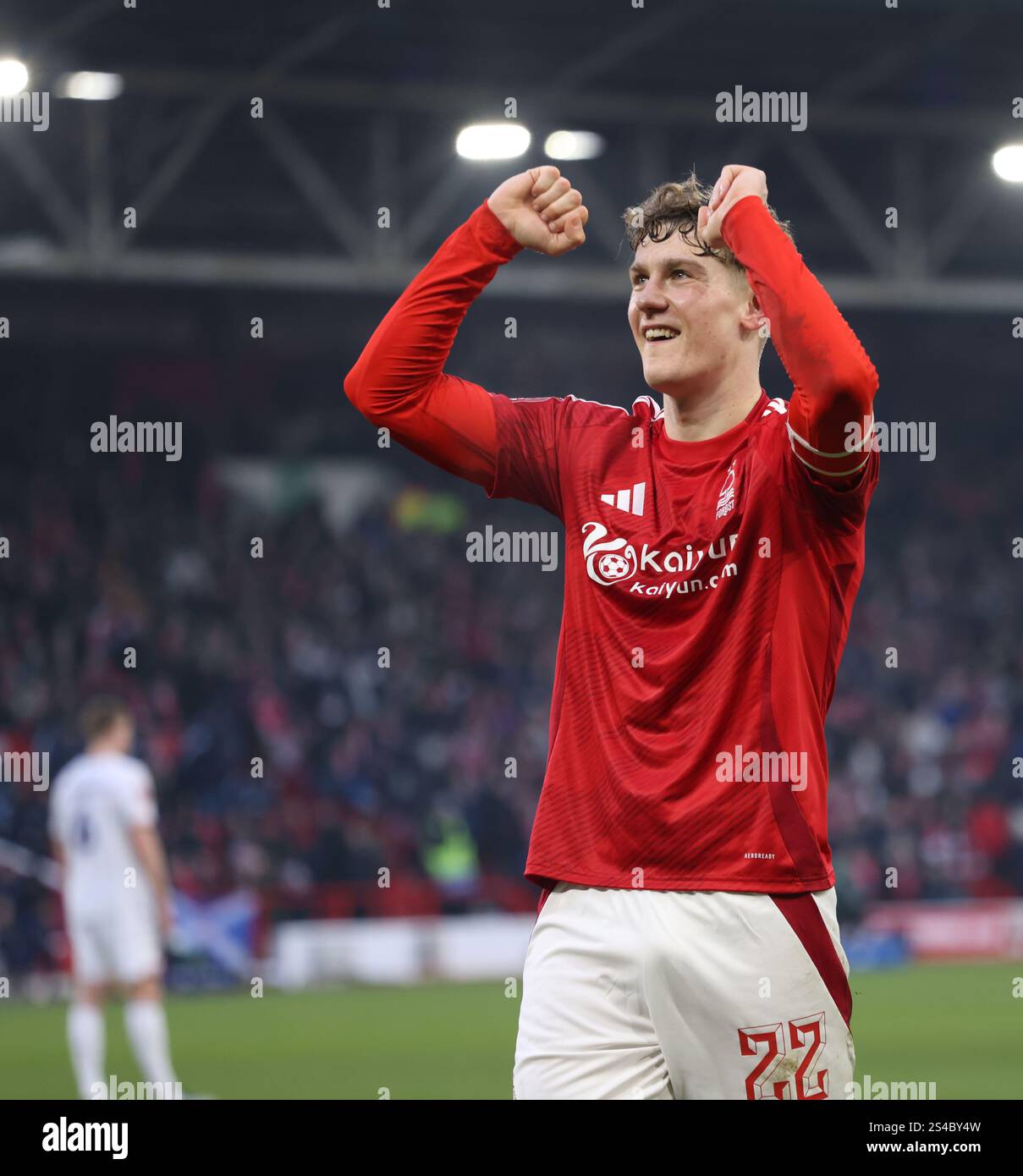 Nottingham, UK. 11th Jan, 2025. Ryan Yates (NF) celebrates scoring the ...