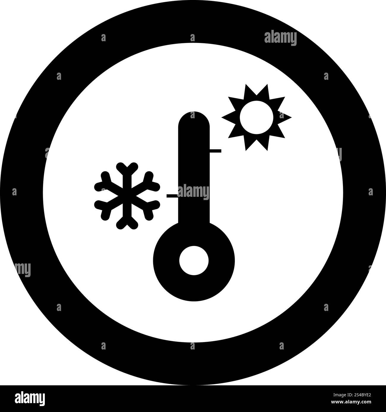 Thermometer icon black color in circle or round vector illustration ...