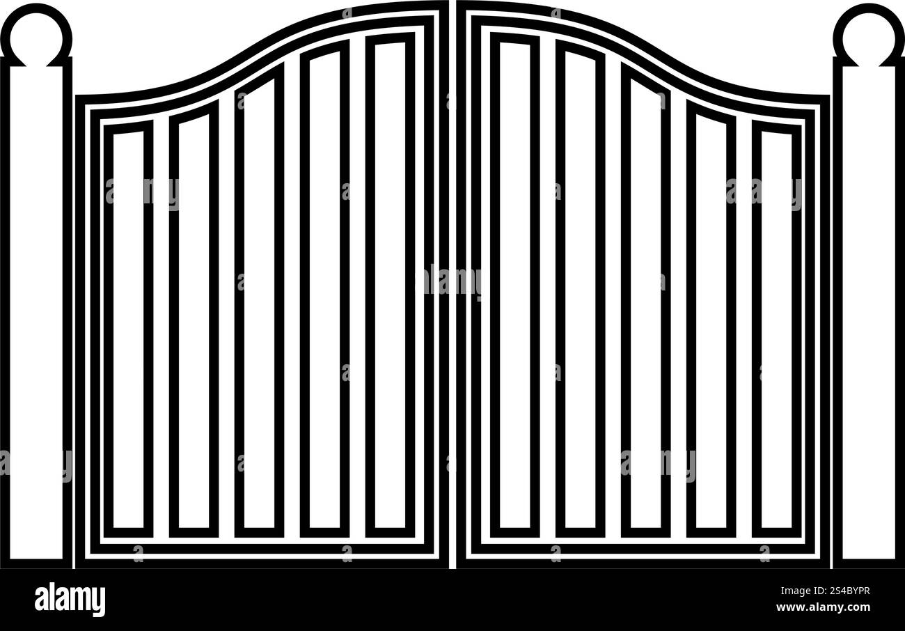 Old gate icon black color vector illustration flat style outline Stock ...