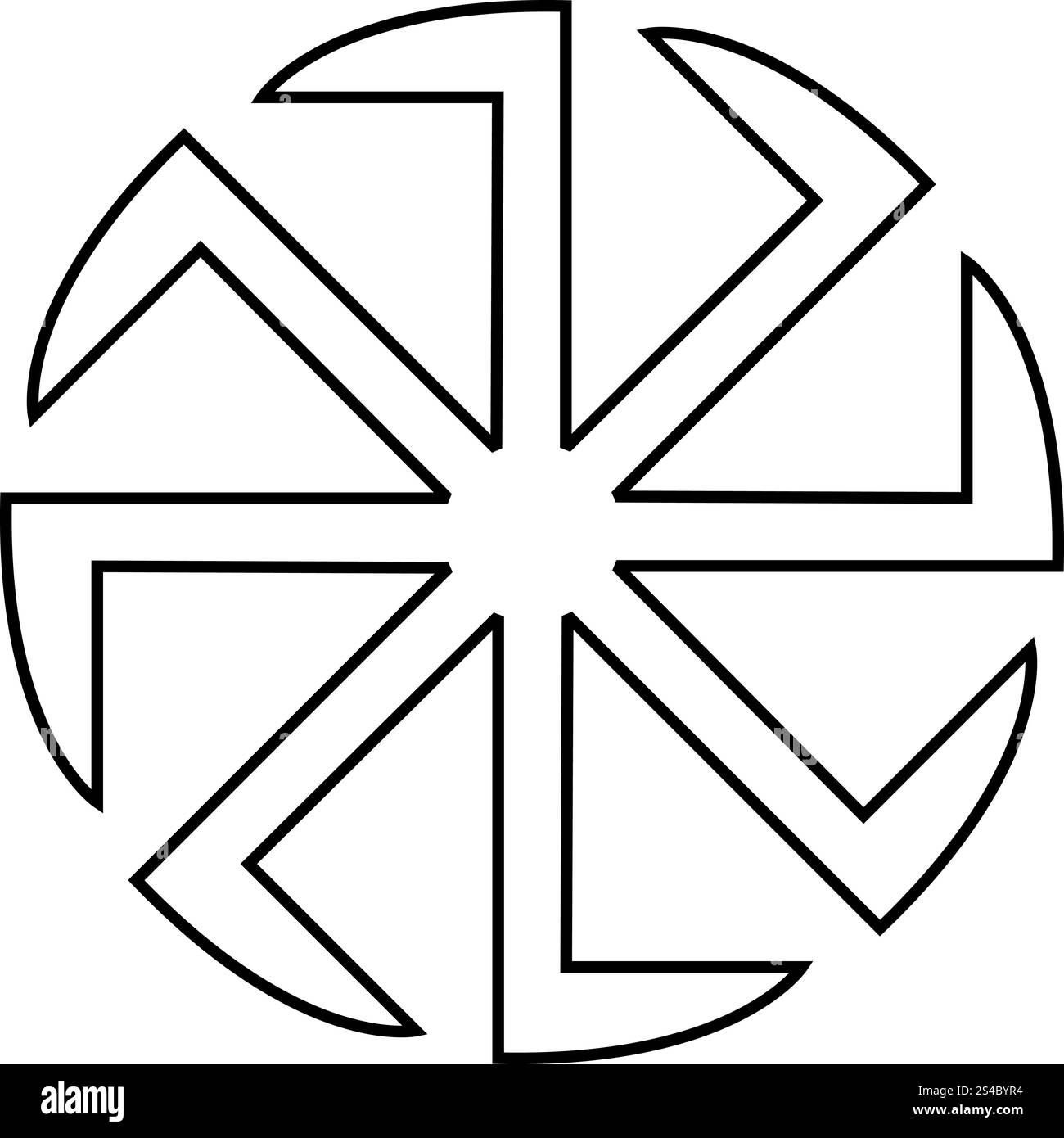 Slavic slavonis symbol Kolovrat sign sun icon black color vector ...