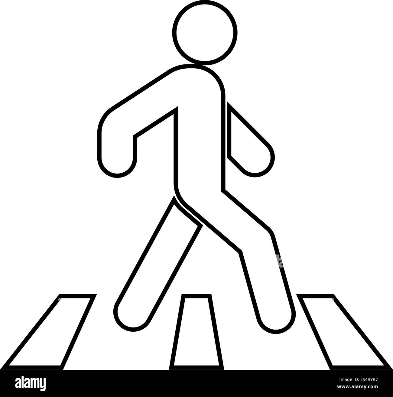 Pedestrian on zebra crossing icon black color vector illustration flat ...