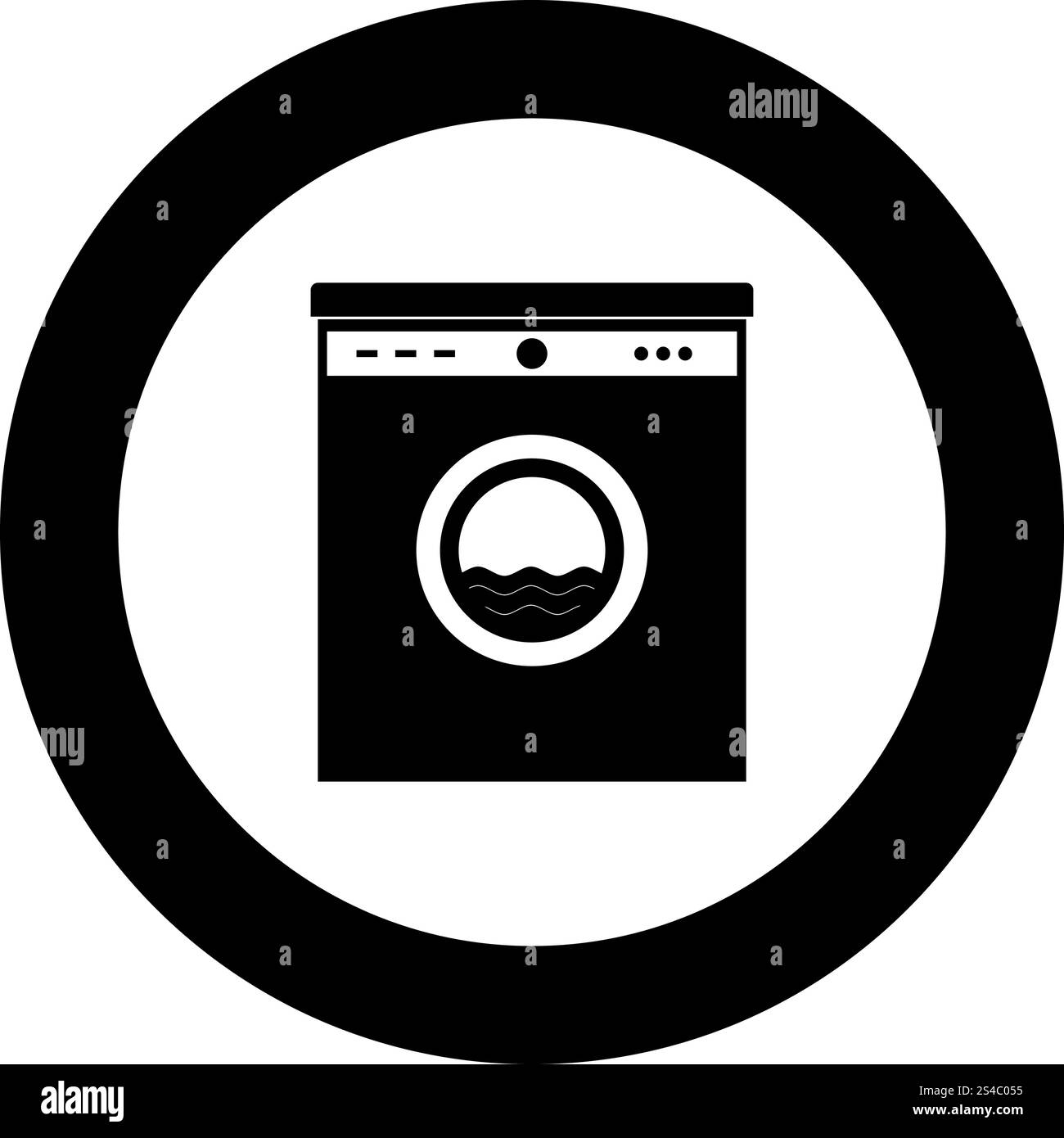 Washing machine the black color icon in circle or round vector ...