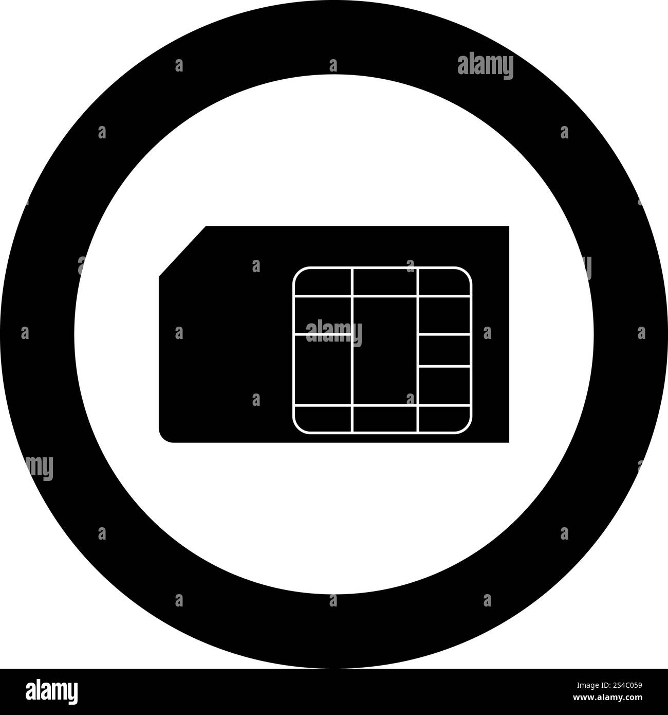 Sim card icon black color in circle or round vector illustration Stock ...