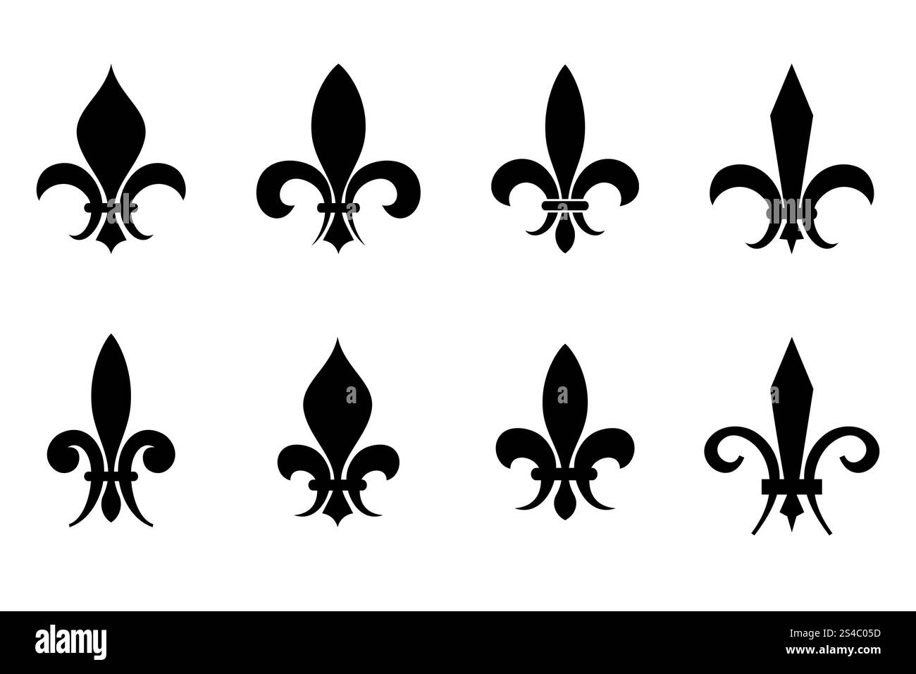 Fleur de lis vector set in black isolated white. Fleur de lis vector ...