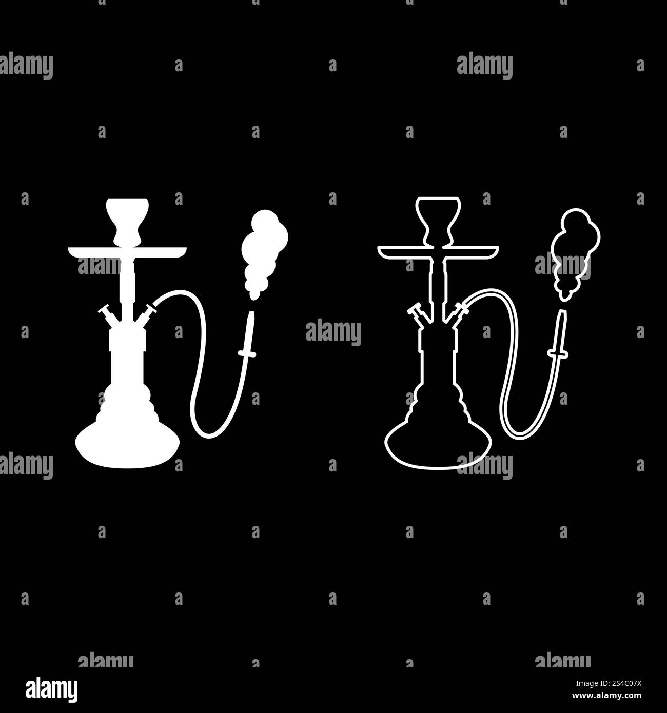 Hookah shisha icon set white color vector illustration flat style ...