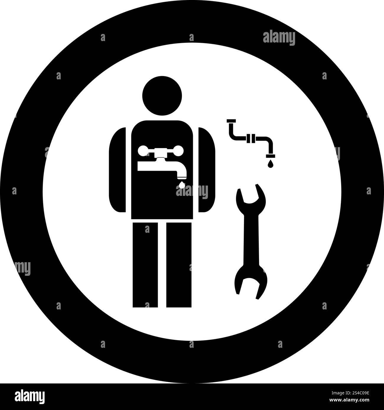 Plumber icon black color in circle or round vector illustration Stock ...