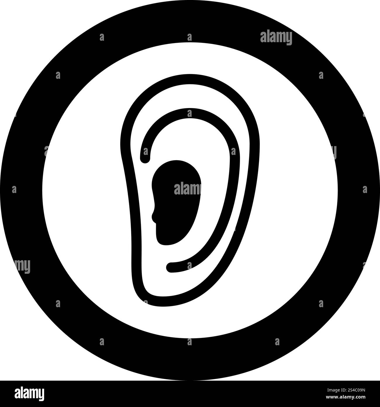 Ear icon black color in circle or round vector illustration Stock ...