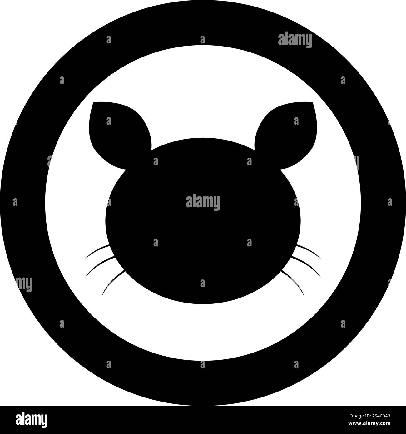 Cat head icon black color in circle vector illustration Stock Vector ...