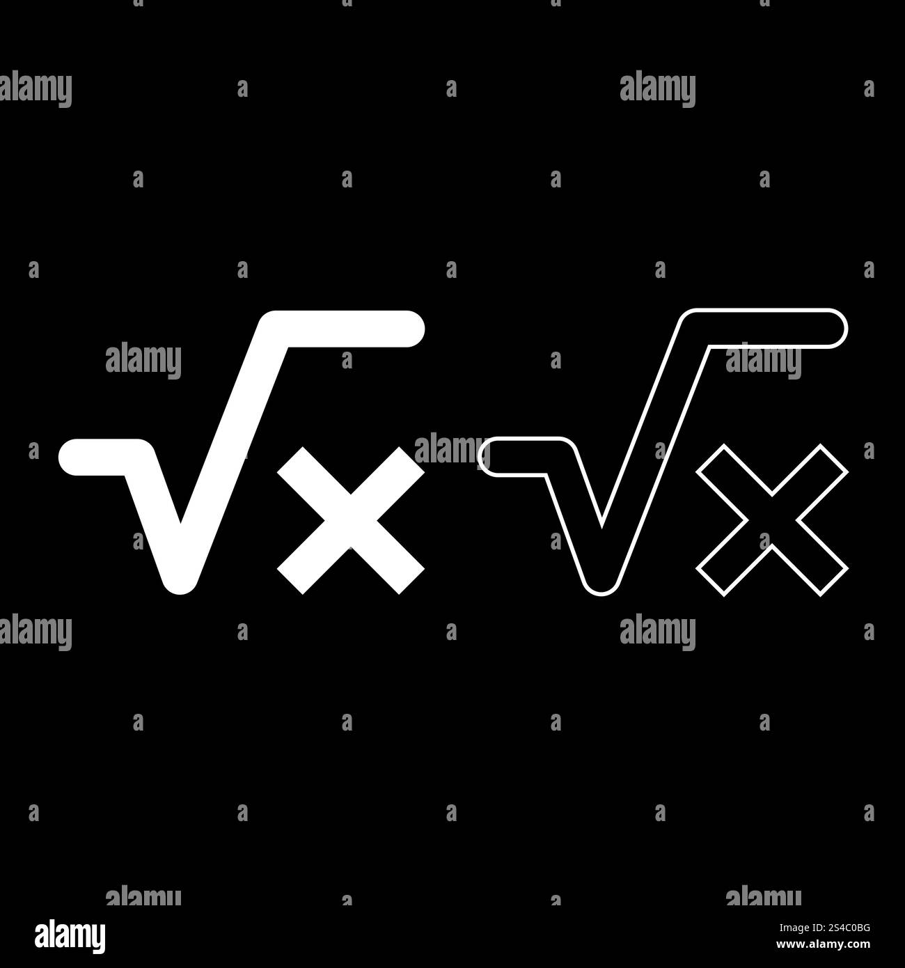 Square root of x axis icon set white color vector illustration flat ...