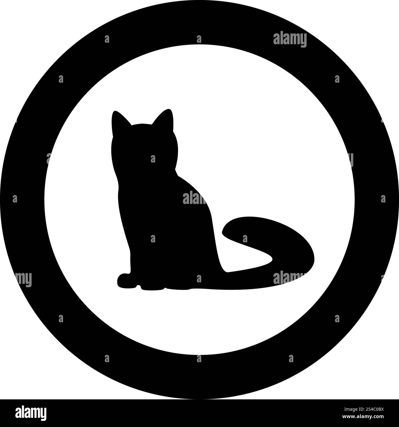 Cat icon black color in circle or round vector illustration Stock ...