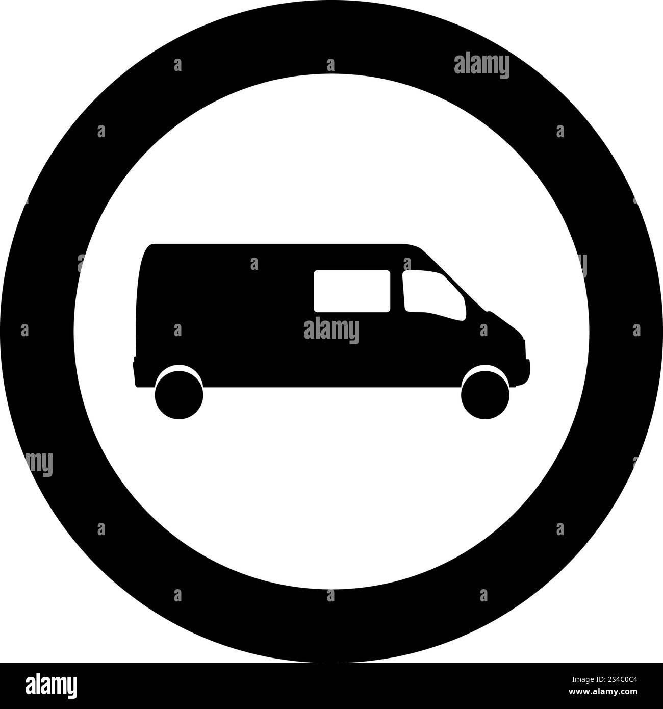 Minibus icon black color in circle vector illustration Stock Vector ...