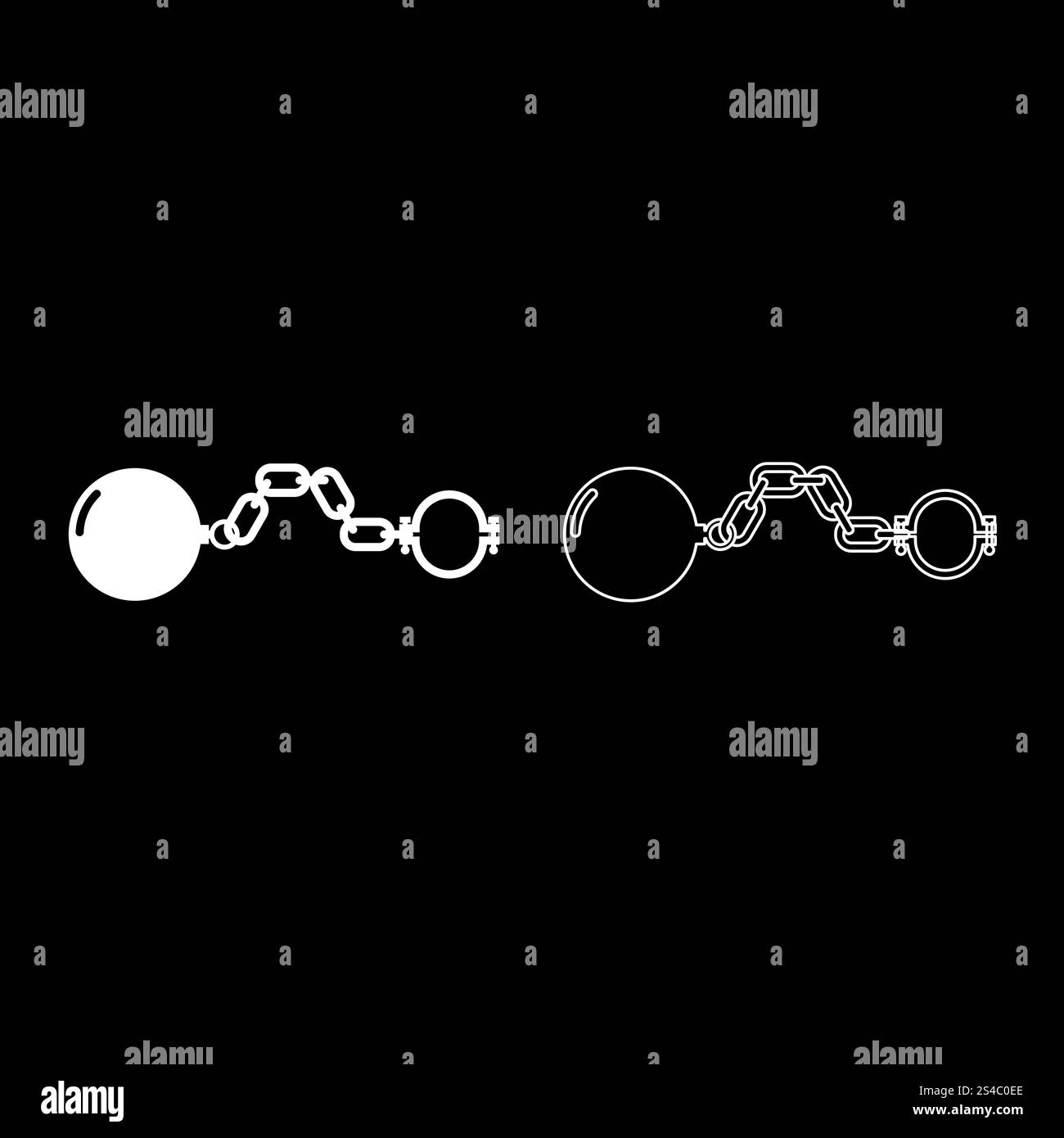 Shackles with ball icon set white color illustration flat style simple ...