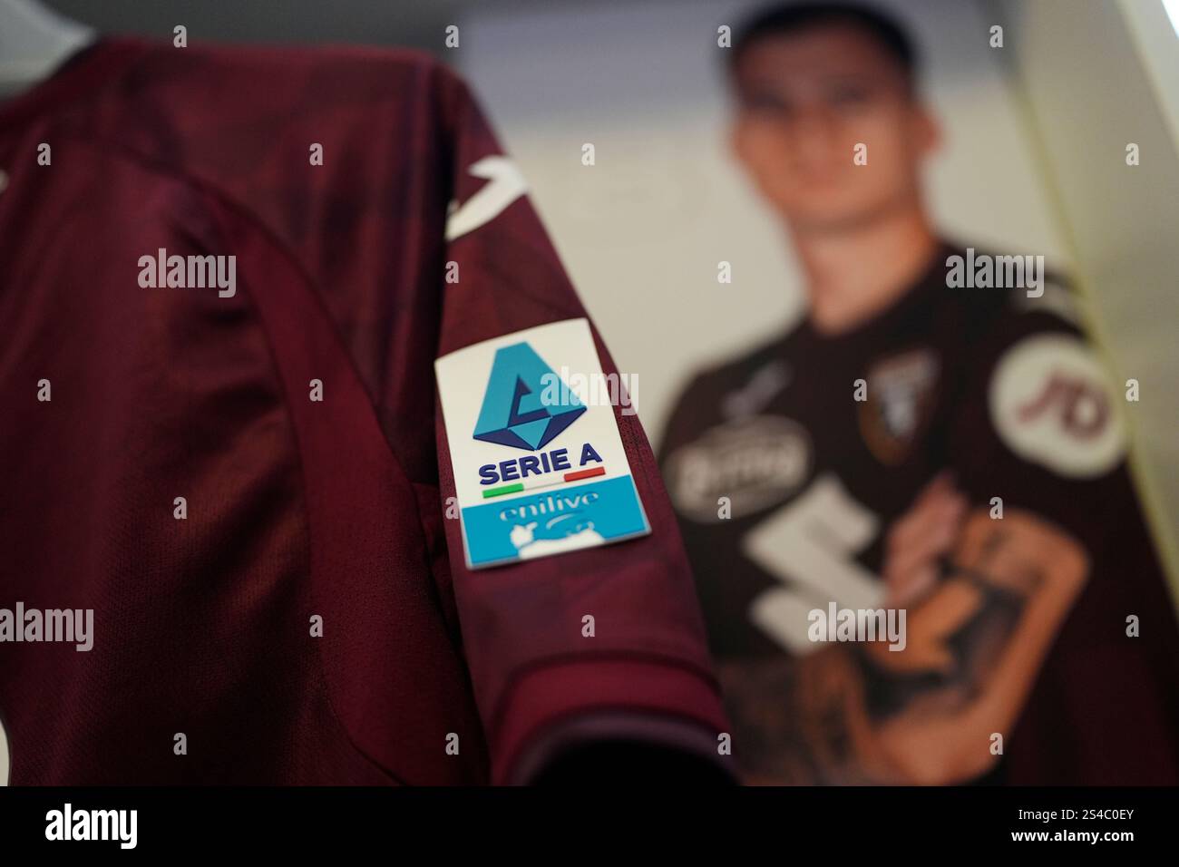 Torino, Italia. 11th Jan, 2025. Logo Serie A on shirt in the locker ...