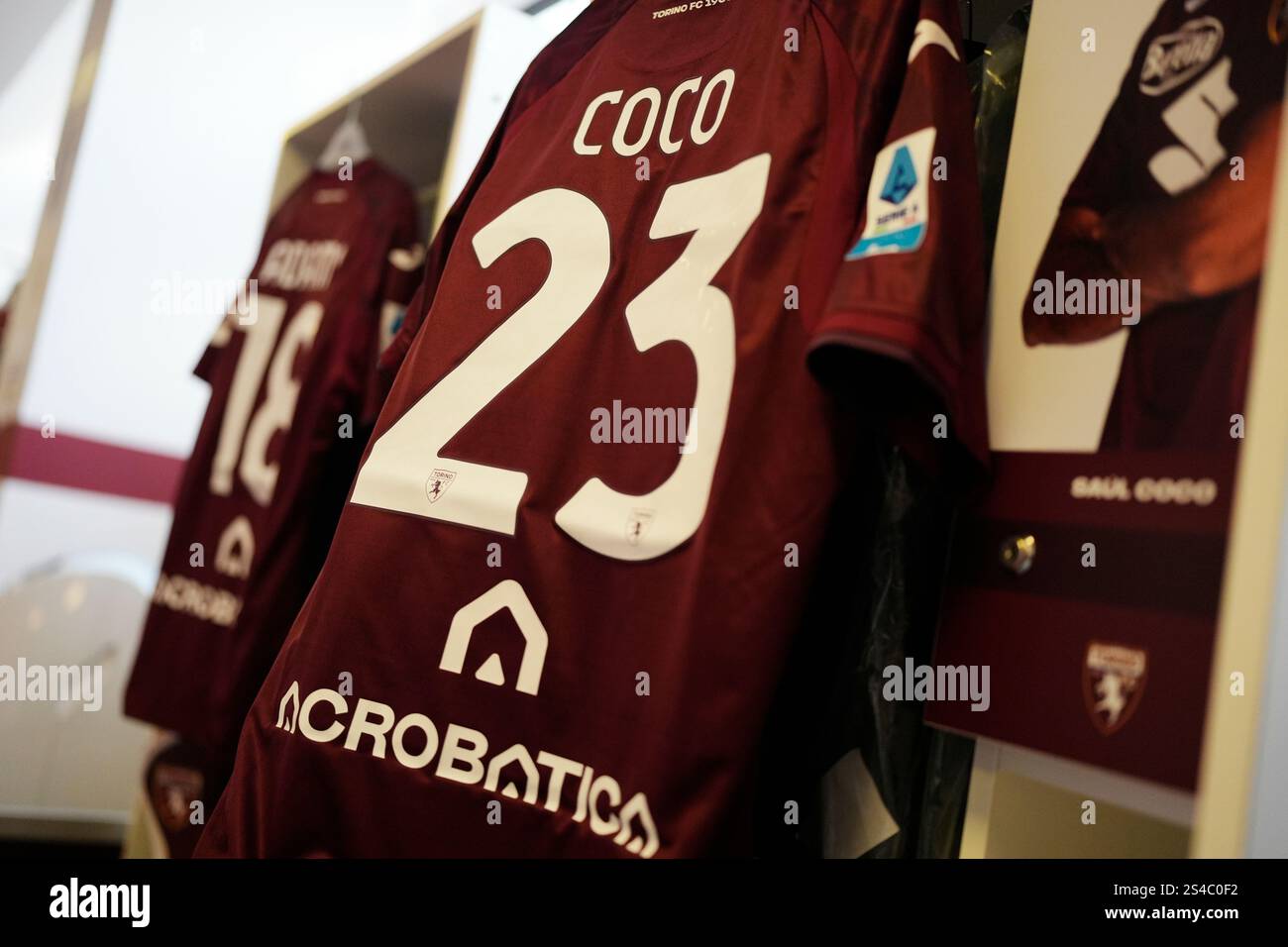 Torino, Italia. 11th Jan, 2025. Torino's Saul Coco shirt in the locker ...