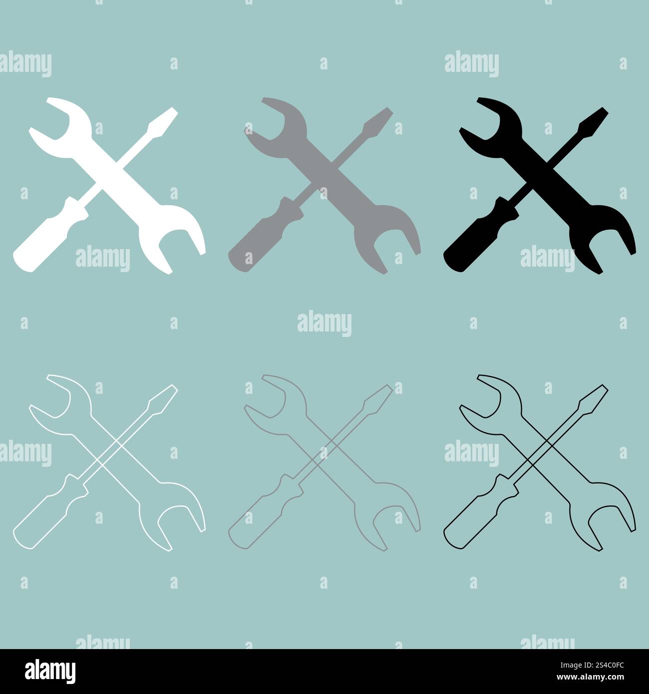 Screwdriver and spanner wrench icon.. Screwdriver and spanner wrench ...