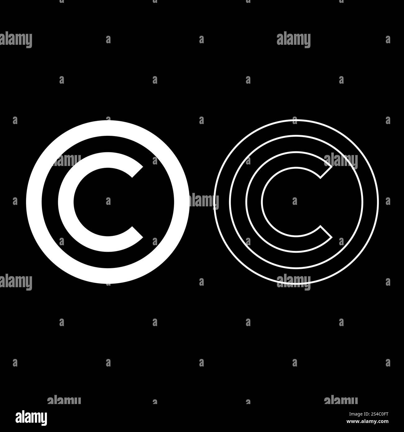 Copyright symbol icon set white color vector illustration flat style ...