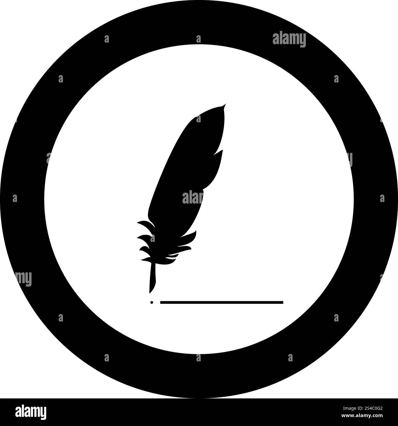 Feather icon black color in circle vector illustration Stock Vector ...