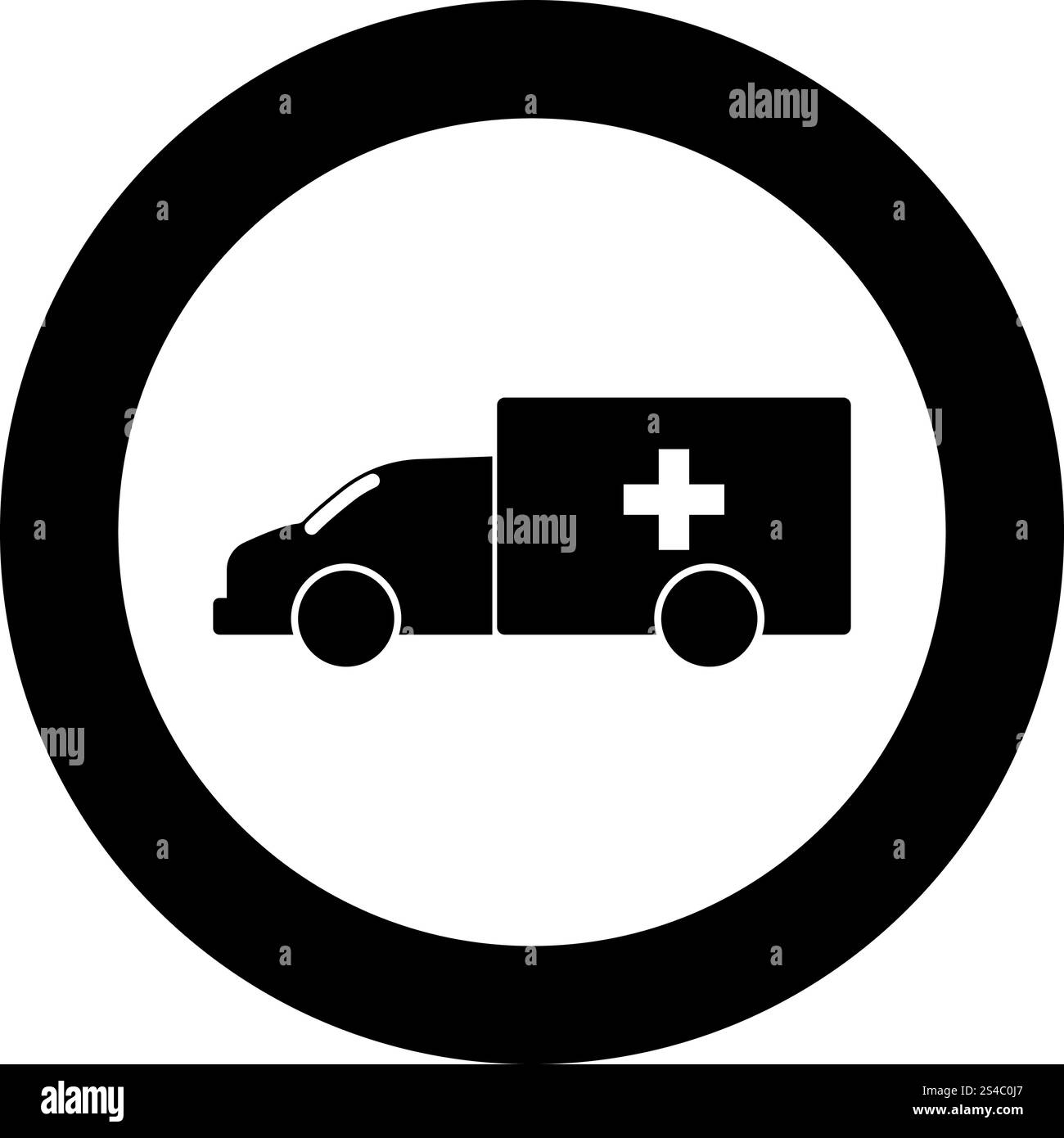 Emergency car icon black color in circle vector illustration isolated ...