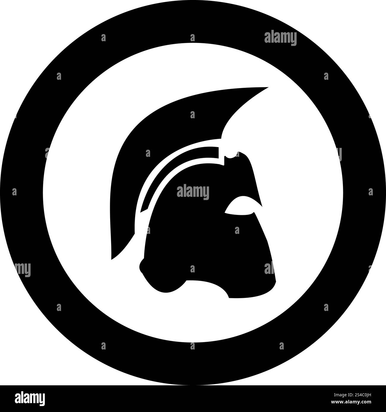 Spartan helmet icon black color in circle vector illustration Stock ...
