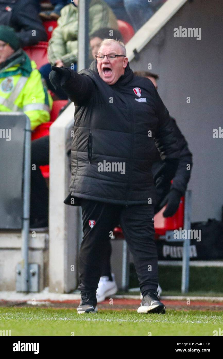 Rotherham, UK. 11th Jan, 2025. Rotherham United Manager Steve Evans ...